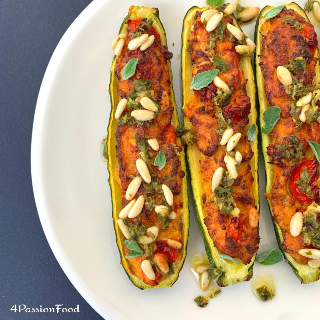 Stuffed courgettes with pine nuts salsa by Ottolenghi - 4passionfood ...