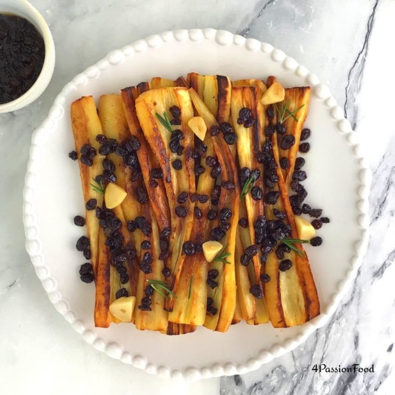 Parsnip confit with pickled currants. - 4passionfood - English