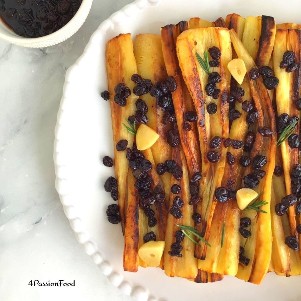 Parsnip confit with pickled currants. - 4passionfood - English