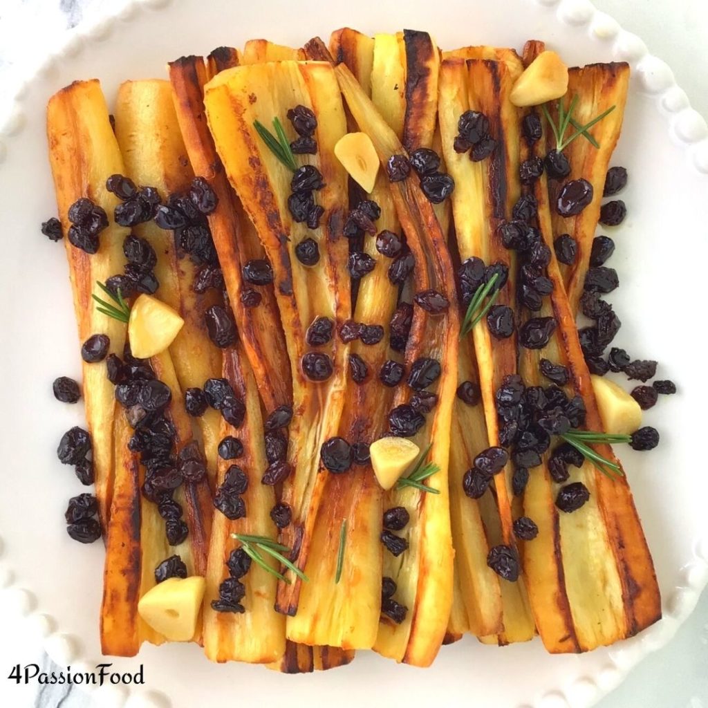 Parsnip confit with pickled currants. - 4passionfood - English