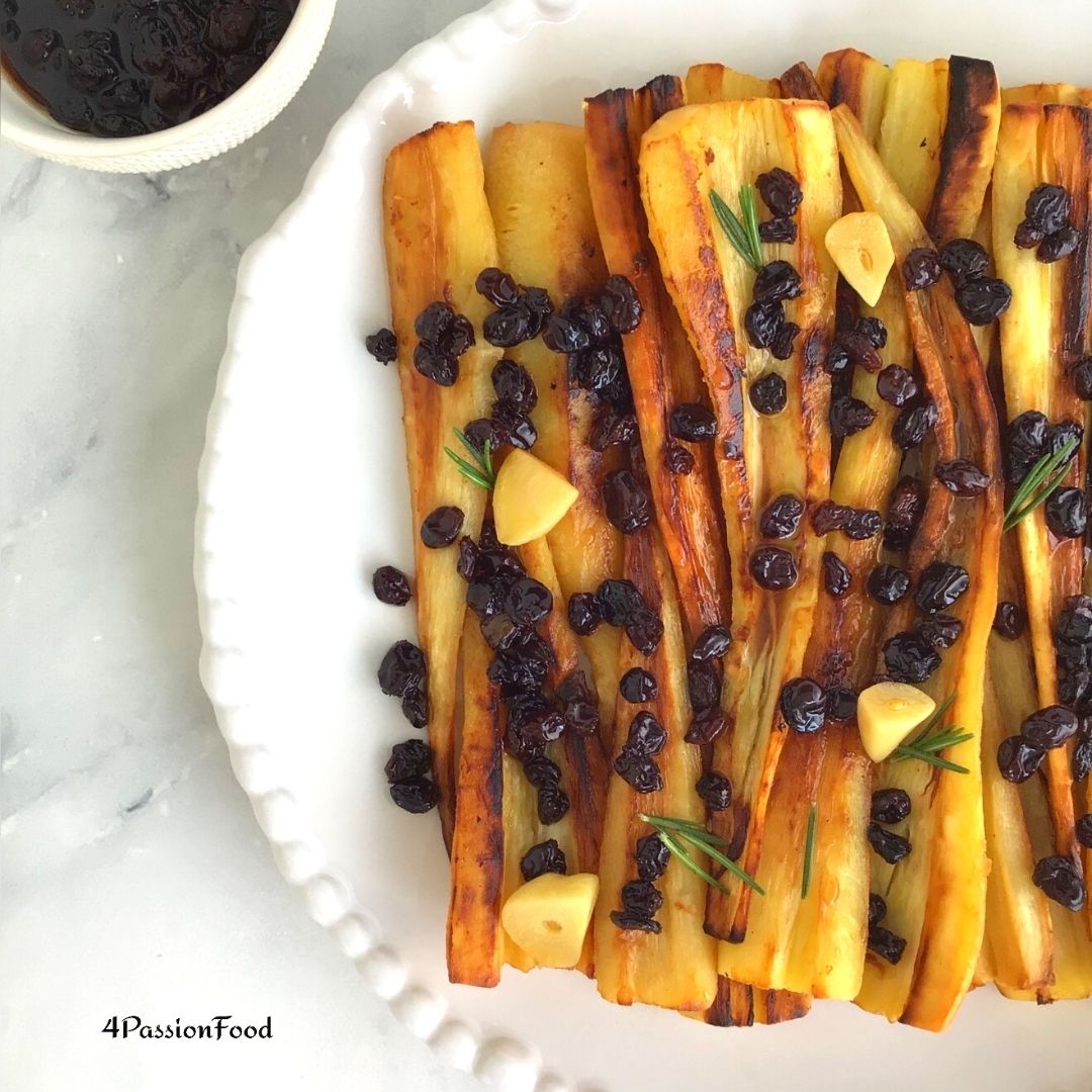 Parsnip confit with pickled currants. - 4passionfood - English