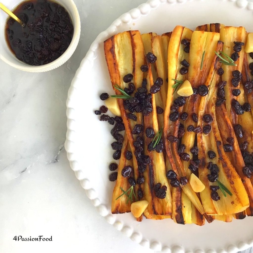 Parsnip confit with pickled currants. - 4passionfood - English